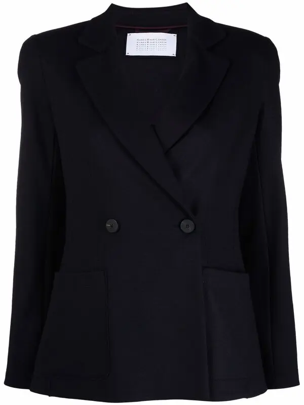 Harris Wharf London Double-breasted Virgin Wool Blazer - Blue