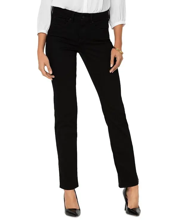 NYDJ Marilyn High Rise Straight Jeans - Black