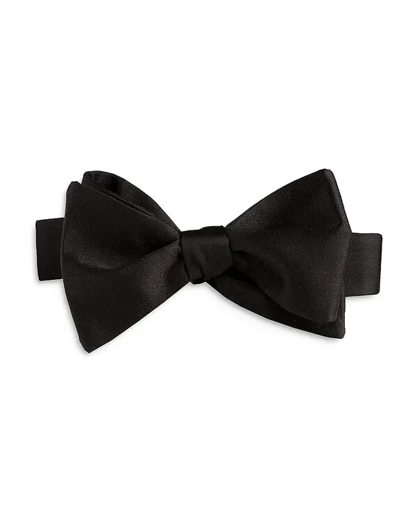 David Donahue Silk Bow Tie - Black Satin