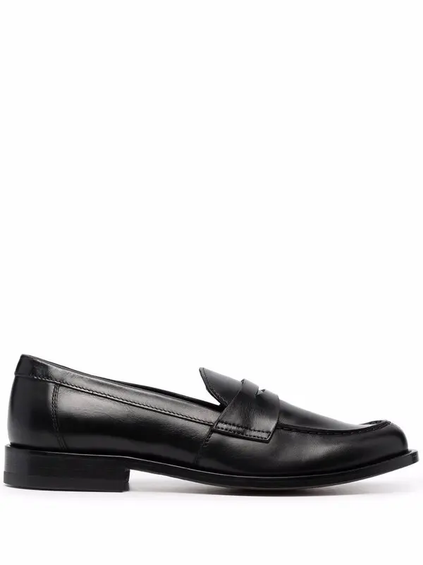 SCAROSSO Harper Leather Penny Loafers - Black