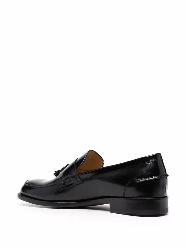 SCAROSSO Ralph Tassel-embellished Leather Loafers - Black