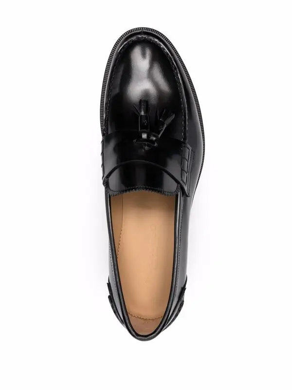 SCAROSSO Ralph Tassel-embellished Leather Loafers - Black