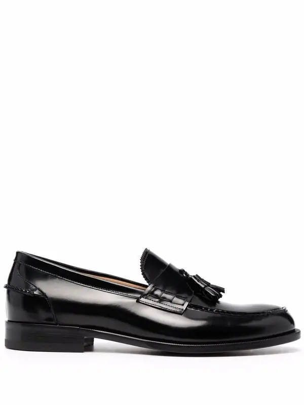 SCAROSSO Ralph Tassel-embellished Leather Loafers - Black