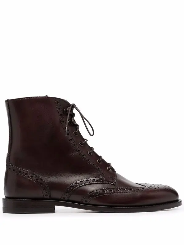 SCAROSSO Stefania Lace-up Ankle Boots - Brown