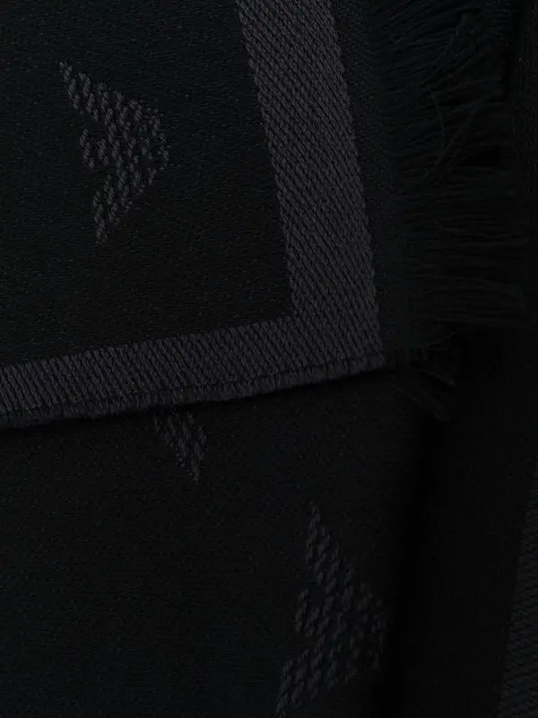 Emporio Armani Logo Embroidered Knit Scarf - Black