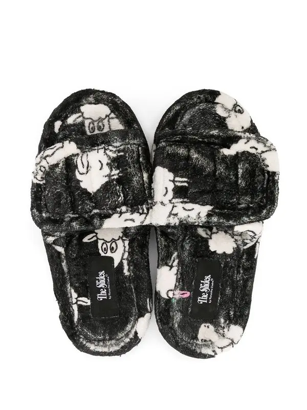 Natasha Zinko Sheep-print Platform Slides