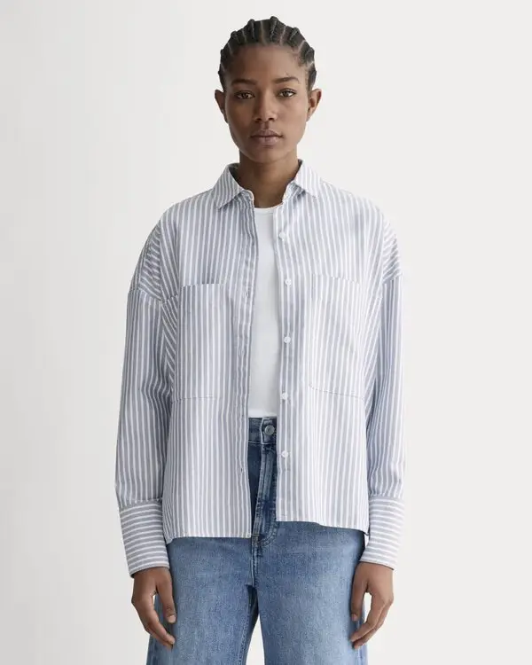 Everlane Boxy Oxford Shirt - Bone/mazarine Blue