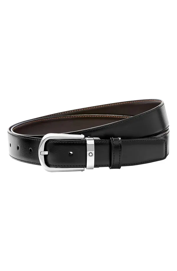 Montblanc Horseshoe Buckle Reversible Leather Belt