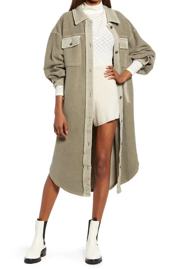 Free People Ruby Longline Jacket Dirty Olive Editorialist