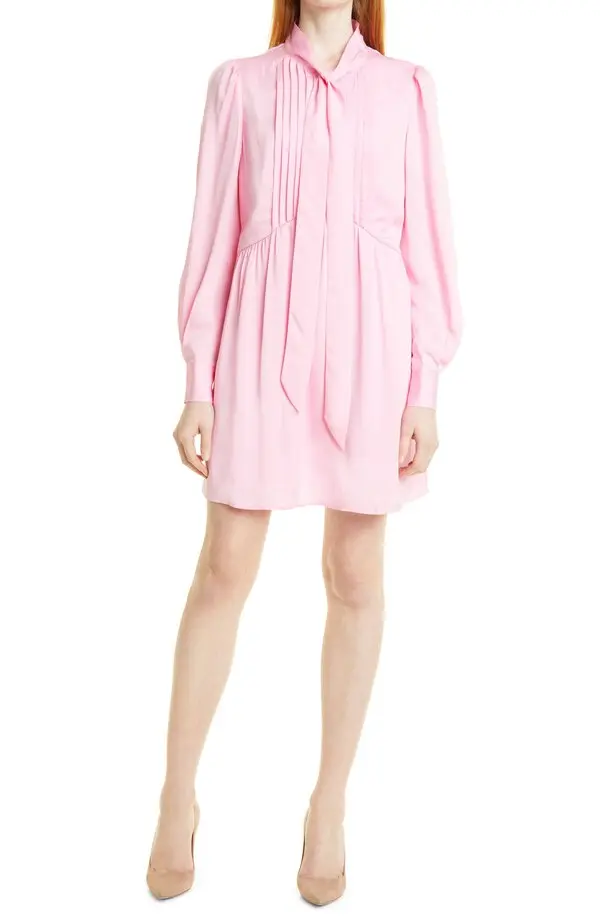 SELF-PORTRAIT Pussy Bow Long Sleeve Minidress