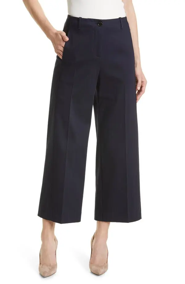 Boss Tapaka Wide Leg Crop Pants - Blue | Editorialist display picture 1