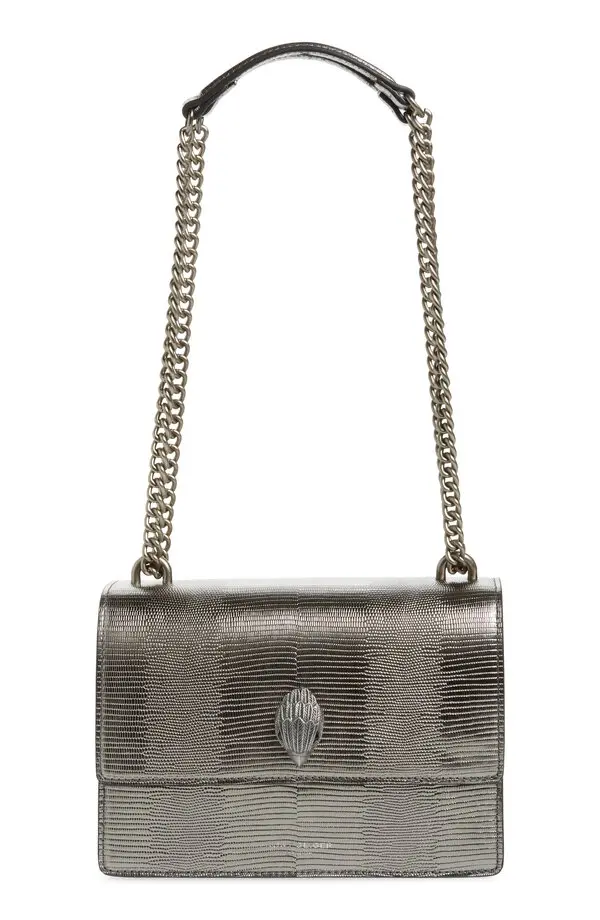 Kurt Geiger Shoreditch Metallic Leather Crossbody Baggrey