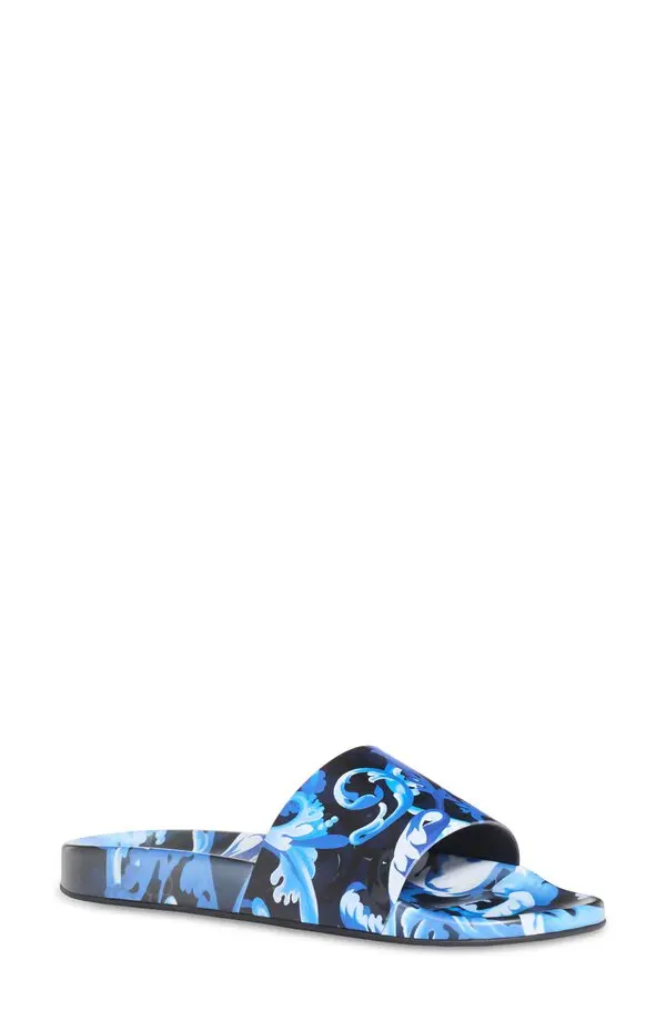 Versace Baroccoflage Slide Sandal - Blue | Editorialist display picture 1