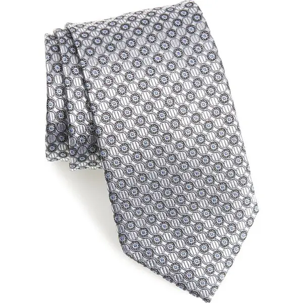 Nordstrom Medallion Silk Neck Tie - Silver