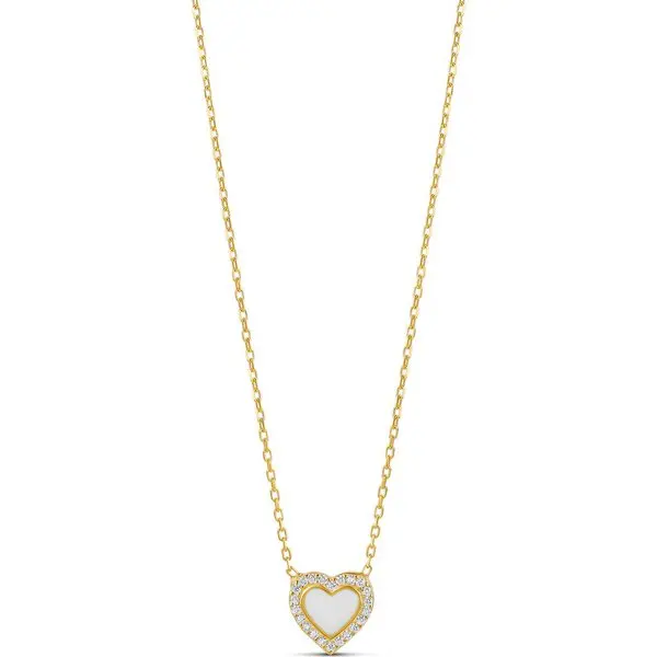 SHYMI Pavé & Enamel Heart Pendant Necklace - Gold/white