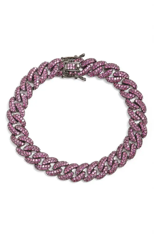SHYMI Cuban Chain Pavé Bracelet - Black Rhodium/ Pink