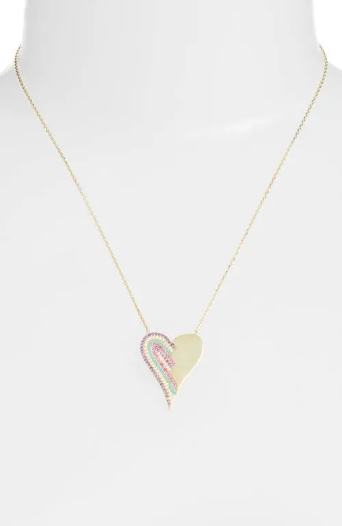 SHYMI Half Pavé Heart Pendant Necklace - Multi