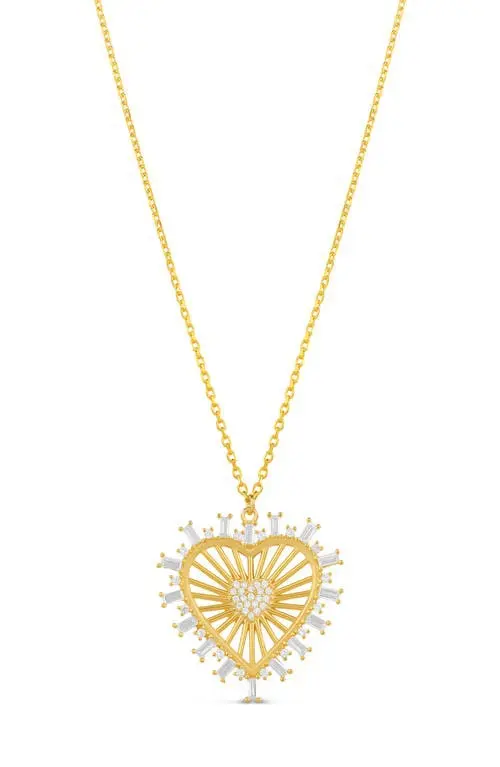 SHYMI Cubic Zirconia Heart Pendant Necklace - Gold/white