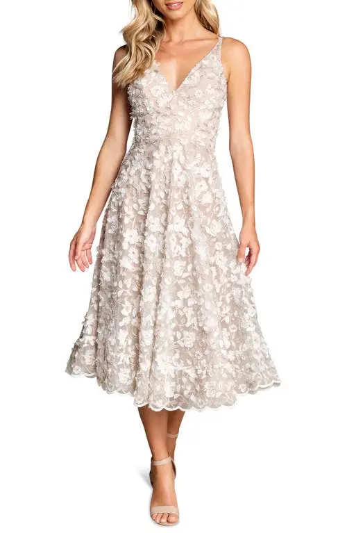 Dress The Population Elisa Embroidered Fit & Flare Midi Dress