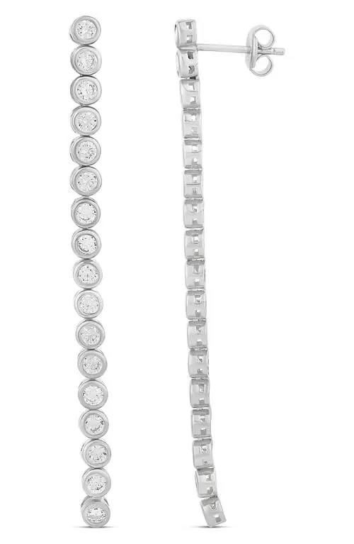 SHYMI Round Cubic Zirconia Drop Earrings - Silver