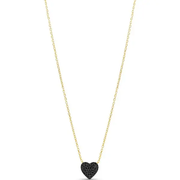 SHYMI Mini Pavé Heart Pendant Necklace - Gold/ Black