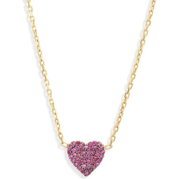 SHYMI Mini Pavé Heart Pendant Necklace - Gold/ Pink