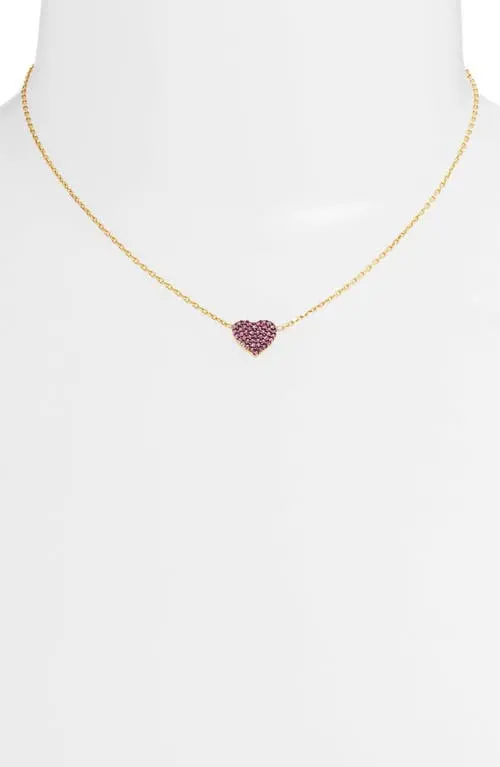 SHYMI Mini Pavé Heart Pendant Necklace - Gold/ Pink