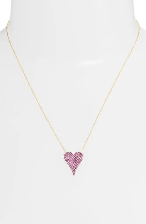 SHYMI Small Pavé Heart Pendant Necklace - Gold/ Hot Pink