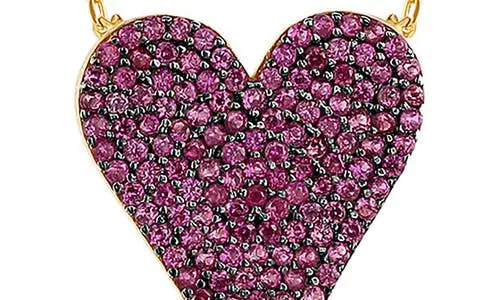 SHYMI Small Pavé Heart Pendant Necklace - Gold/ Hot Pink