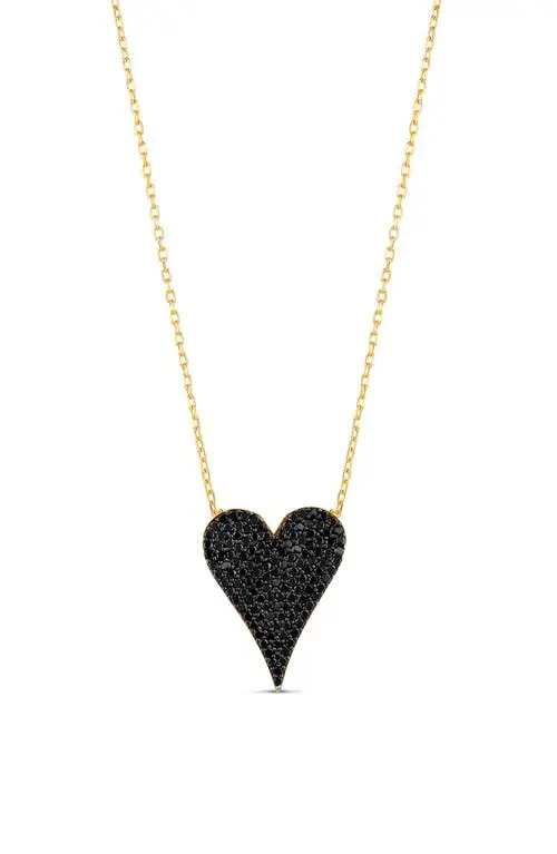 SHYMI Small Pavé Heart Pendant Necklace - Gold/black
