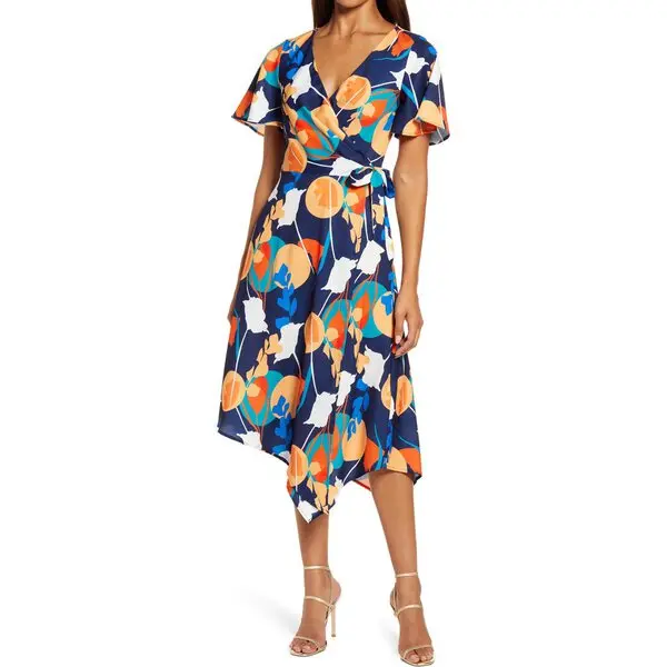 CHI CHI LONDON Abstract Print Wrap Dress