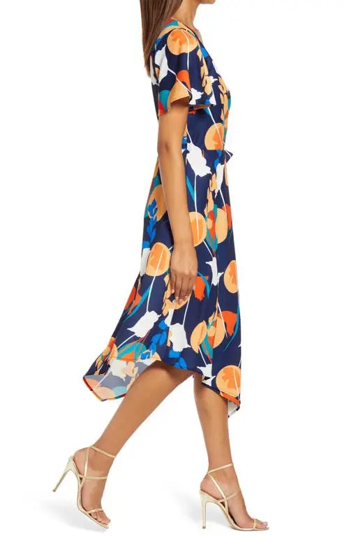 CHI CHI LONDON Abstract Print Wrap Dress