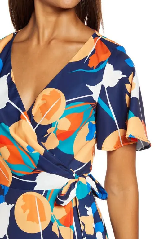 CHI CHI LONDON Abstract Print Wrap Dress