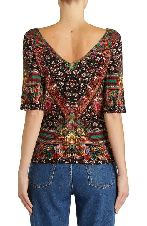 Etro New Orleans Floral Paisley Rib Wool Sweater