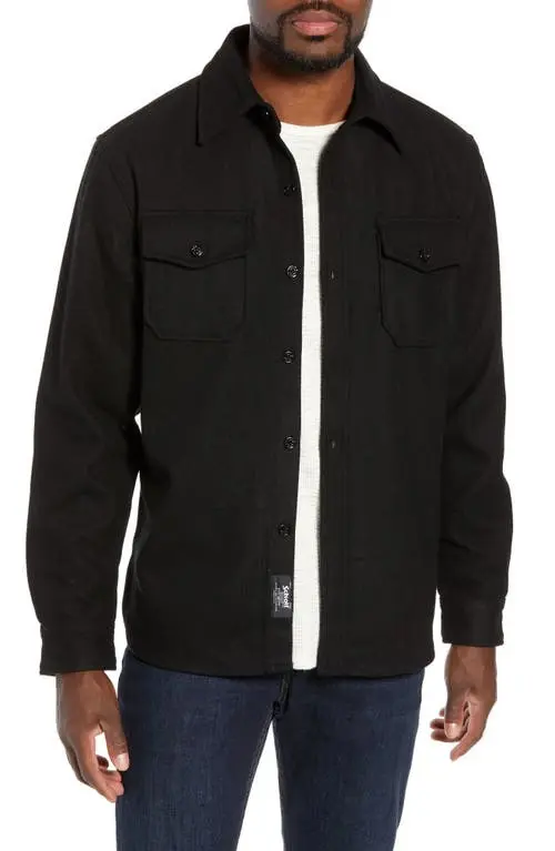 SCHOTT Cpo Wool Blend Work Shirt - Black