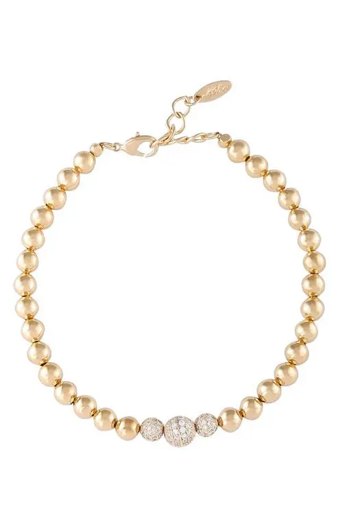 Ettika Cubic Zirconia Beaded Anklet - Gold