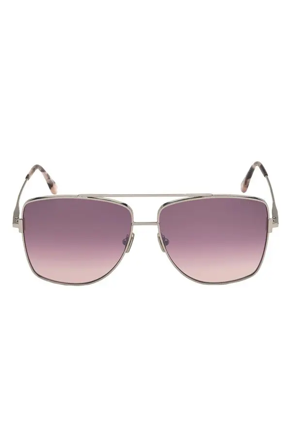 Tom Ford Reggie 61mm Gradient Polarized Aviator Sunglasses  display picture 1