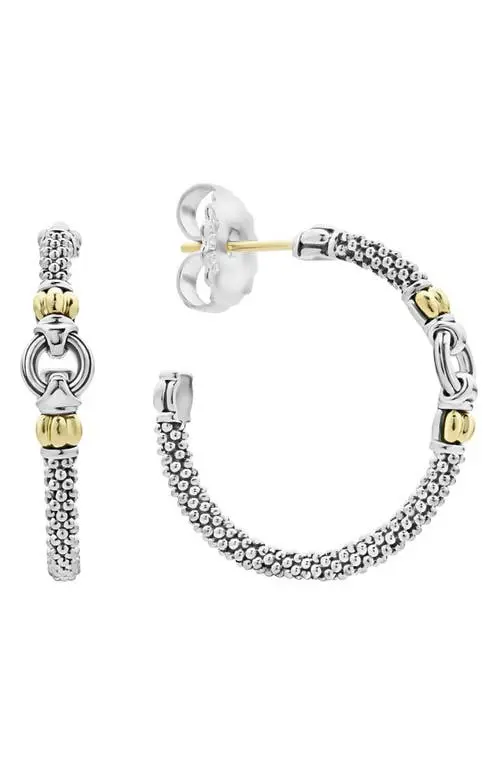 Lagos Caviar Link Hoop Earrings - Silver