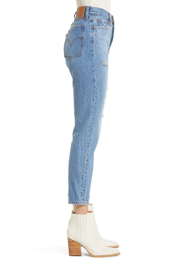 LEVI'S Wedgie Icon Ripped High Waist Ankle Slim Jeans