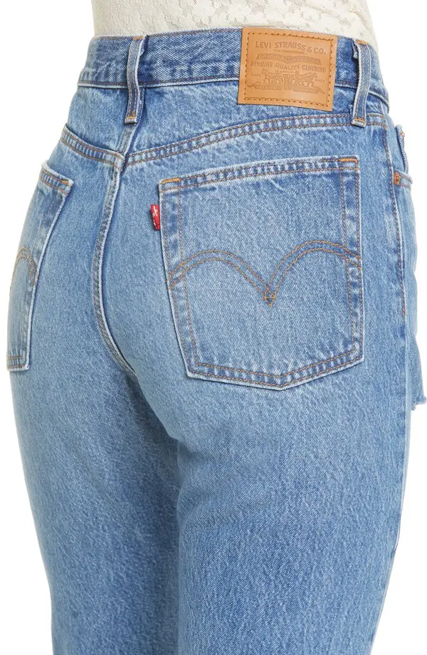LEVI'S Wedgie Icon Ripped High Waist Ankle Slim Jeans