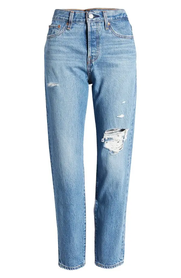 LEVI'S Wedgie Icon Ripped High Waist Ankle Slim Jeans