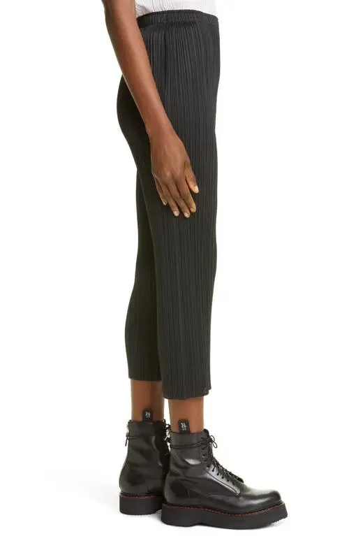 Issey Miyake Pleated Crop Skinny Pants - Black