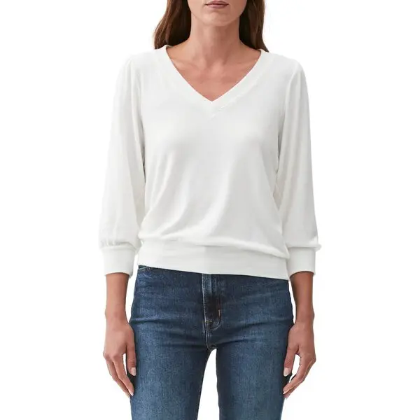 Michael Stars Gabriella V-neck Top - Chalk