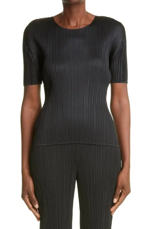 Issey Miyake Pleated Top - Black