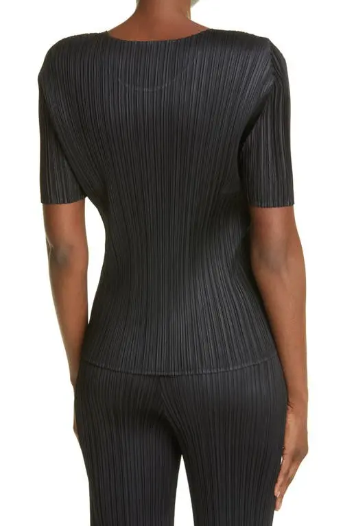 Issey Miyake Pleated Top - Black