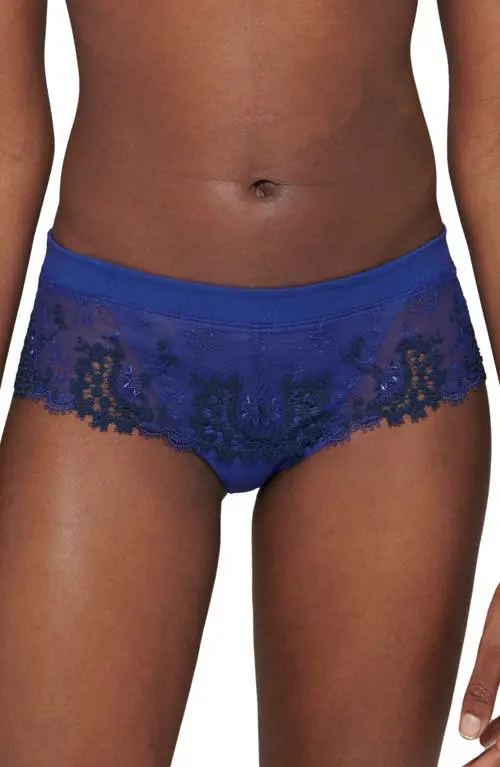 Simone Perele Wish Embroidered Boyshorts - Electric Blue