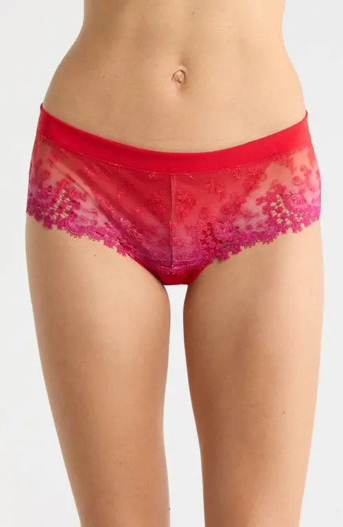 Simone Perele Wish Embroidered Boyshorts - Rainbow Red
