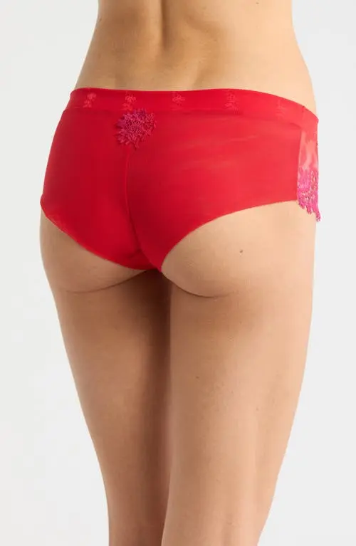Simone Perele Wish Embroidered Boyshorts - Rainbow Red