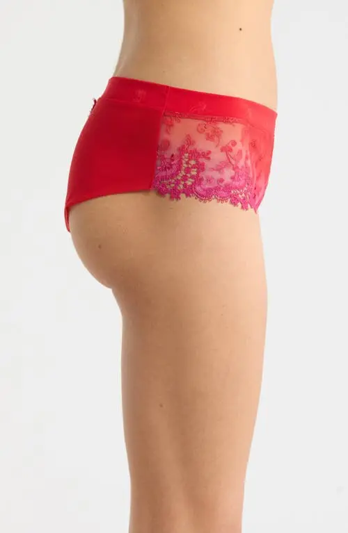 Simone Perele Wish Embroidered Boyshorts - Rainbow Red