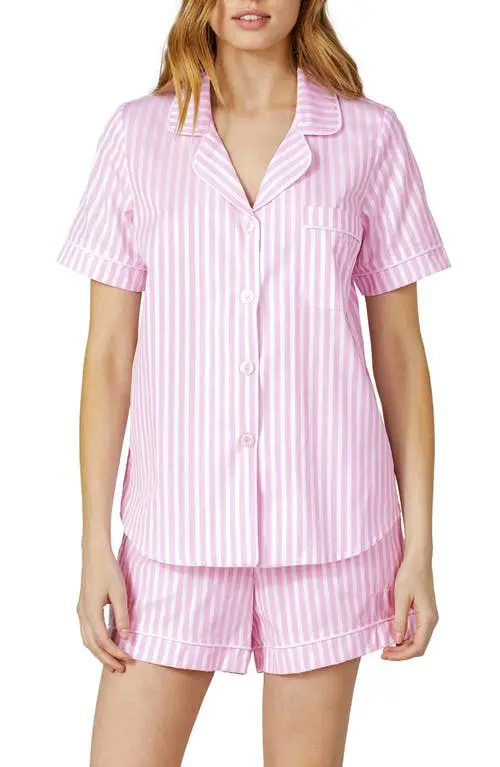 BEDHEAD PAJAMAS 3d Stripe Organic Cotton Sateen Short Pajamas - Pink